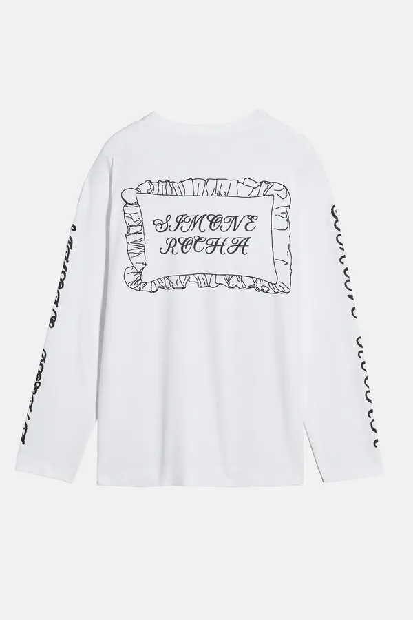 Simone Rocha Long Sleeve T-shirt With Pillowcase Print - White