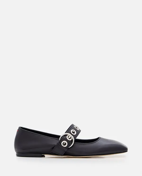 AeydĒ Uma Eyelet Nappa Ballet Flats - Nero