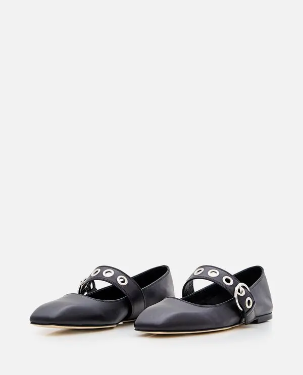 AeydĒ Uma Eyelet Nappa Ballet Flats - Nero