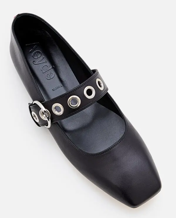 AeydĒ Uma Eyelet Nappa Ballet Flats - Nero