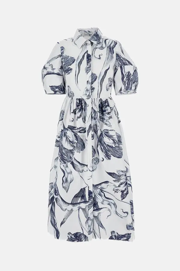 Erdem Short-sleeve Midi Shirt Dress - Multicolor