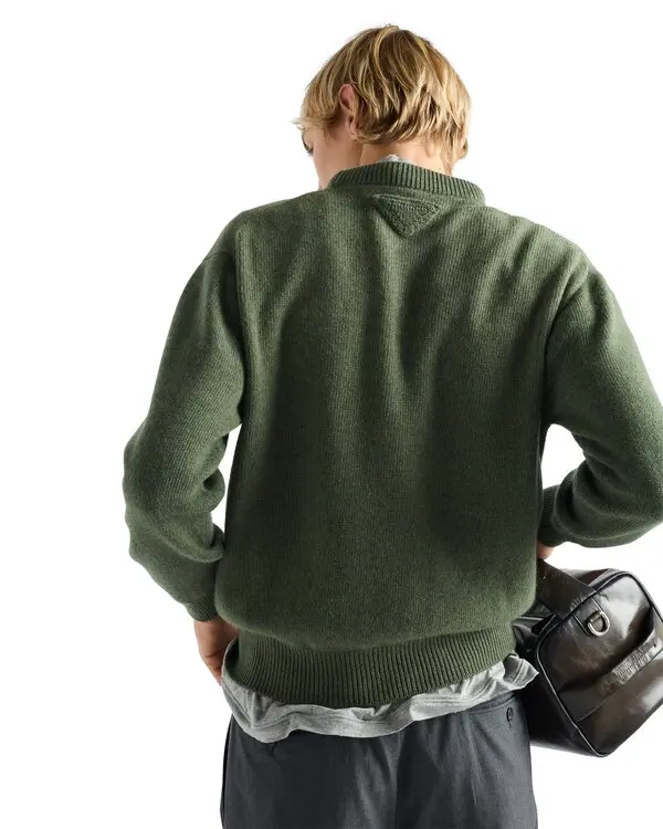 Prada Re-cashmere Crew-neck Sweater - Forest Green