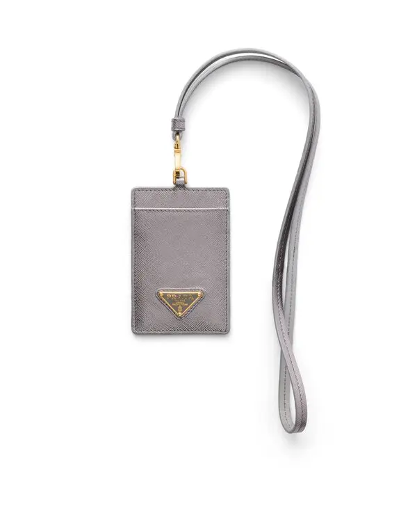 Prada Saffiano Leather Badge Holder - Chrome