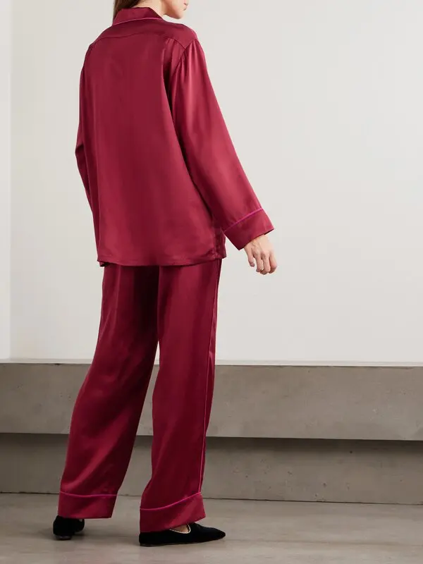 Olivia Von Halle Yves Silk-satin Pajama Set - Red