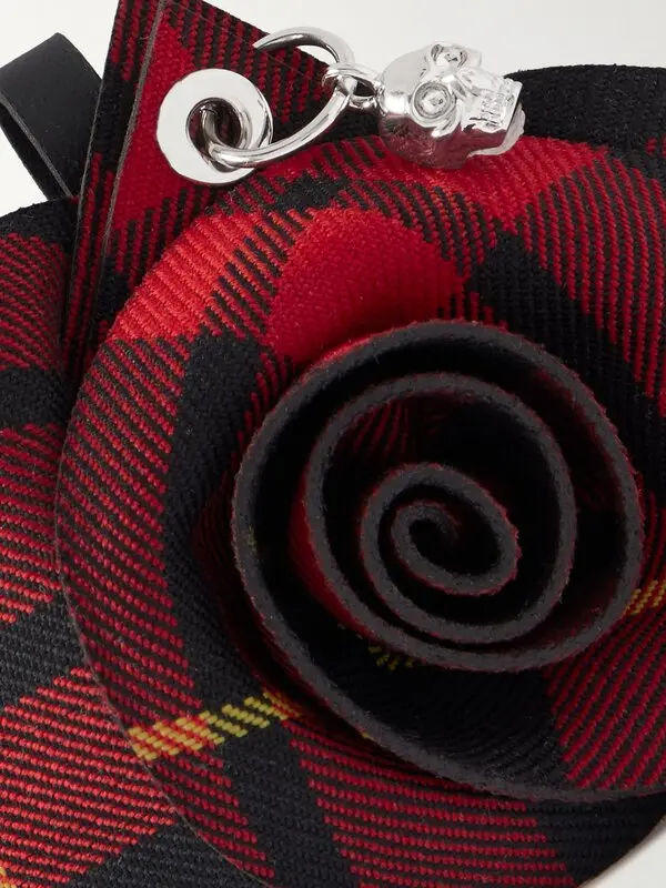 Alexander McQueen Silver-tone Checked Jacquard Bag Charm - Red