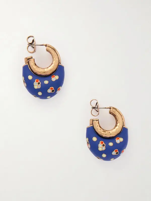 Maison Mayle Niki Gold-plated And Enamel Hoop Earrings - Blue