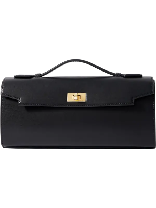 ANYA HINDMARCH Mortimer Leather Clutch With Turn Lock - Black