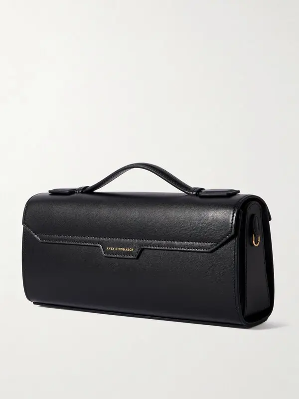 ANYA HINDMARCH Mortimer Leather Clutch With Turn Lock - Black