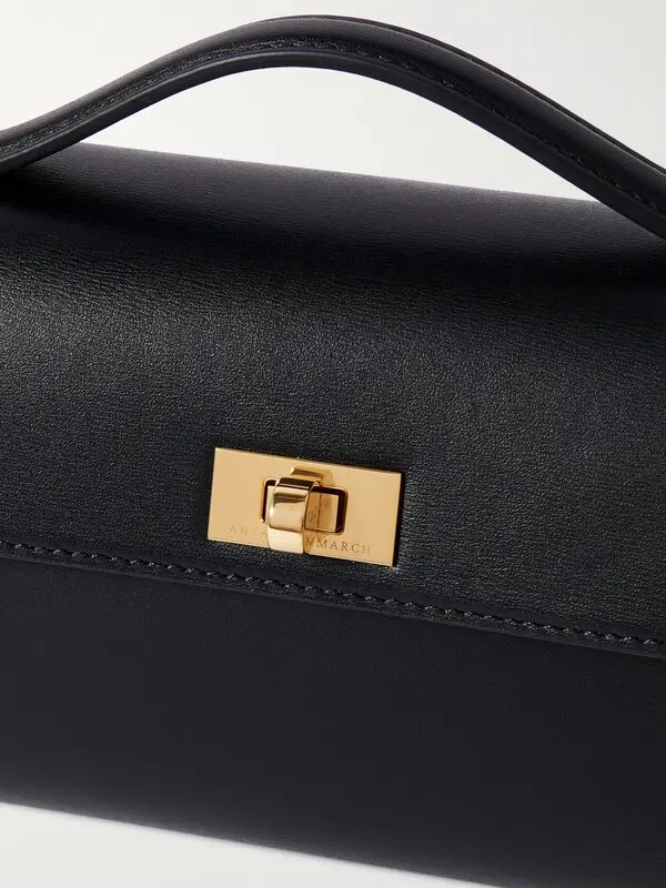 ANYA HINDMARCH Mortimer Leather Clutch With Turn Lock - Black