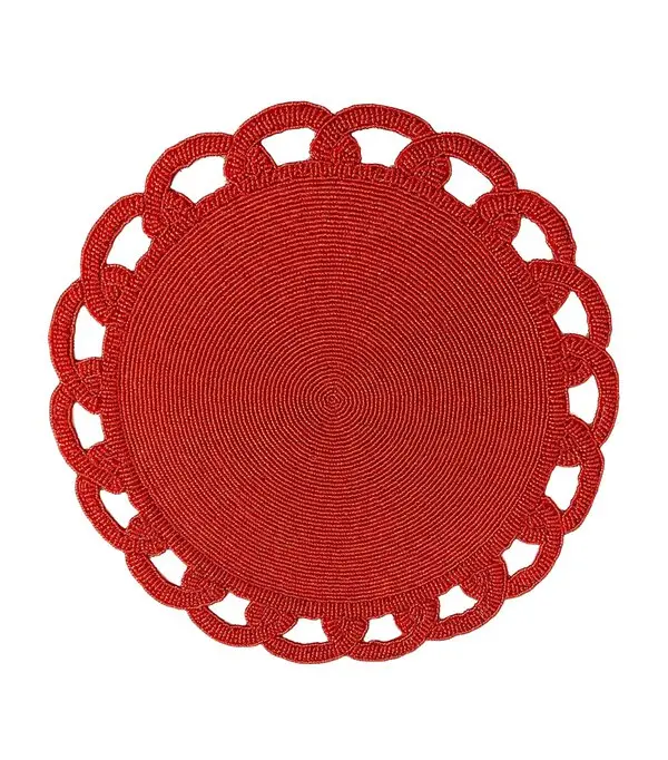 LES-OTTOMANS Beaded Placemat - Red