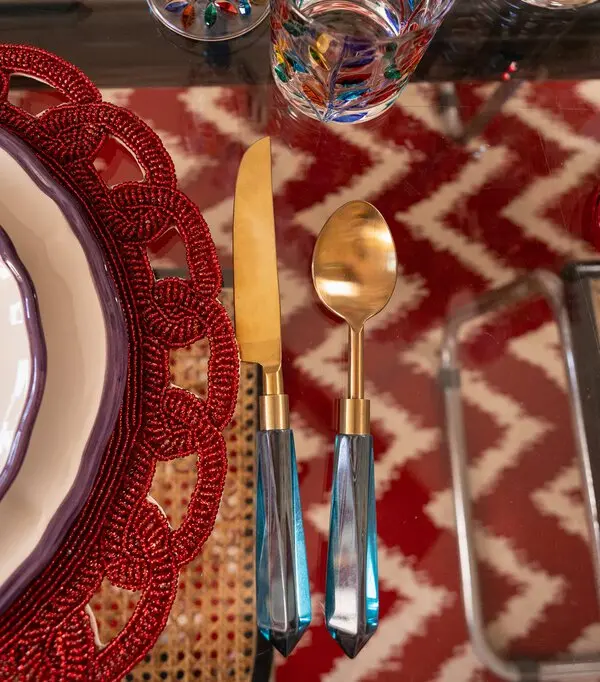 LES-OTTOMANS Beaded Placemat - Red