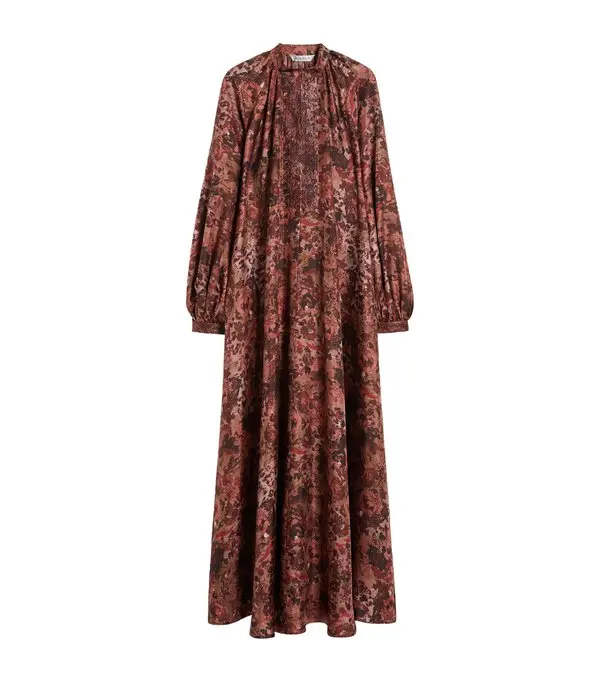Max Mara Printed Silk Twill Maxi Dress - Red