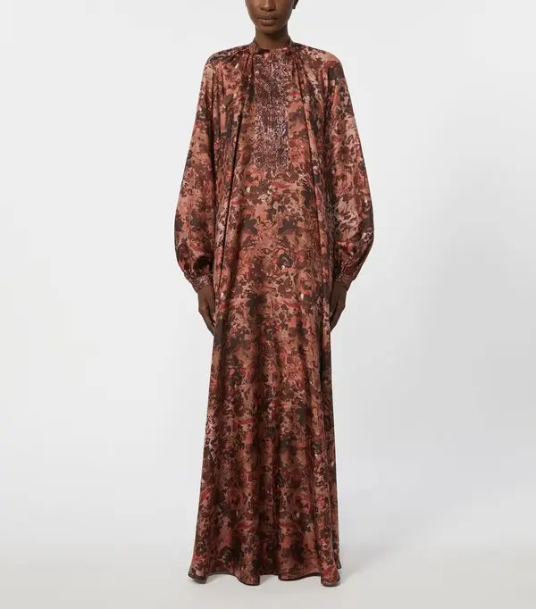 Max Mara Printed Silk Twill Maxi Dress