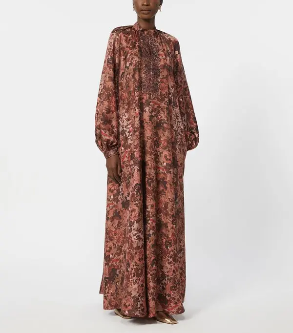 Max Mara Printed Silk Twill Maxi Dress