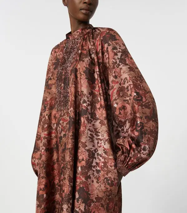 Max Mara Printed Silk Twill Maxi Dress