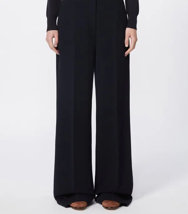 Max Mara Wool Piqué Wide-leg Trousers