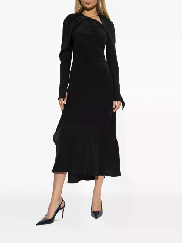 Victoria Beckham Long-sleeve Twisted Midi Dress