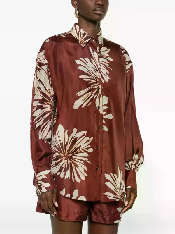 Brunello Cucinelli Floral Print Shirt - Brown