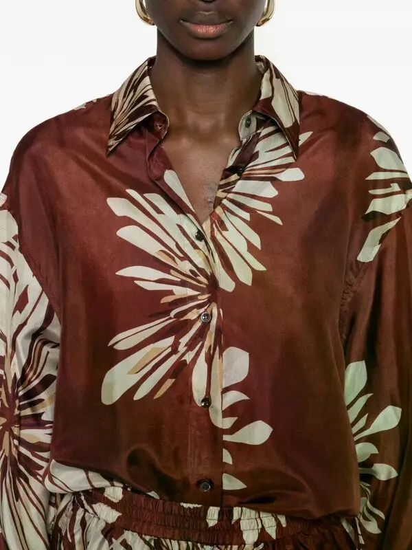 Brunello Cucinelli Floral Print Shirt - Brown