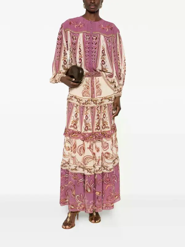 Farm Rio Paisley Tiered Maxi Skirt