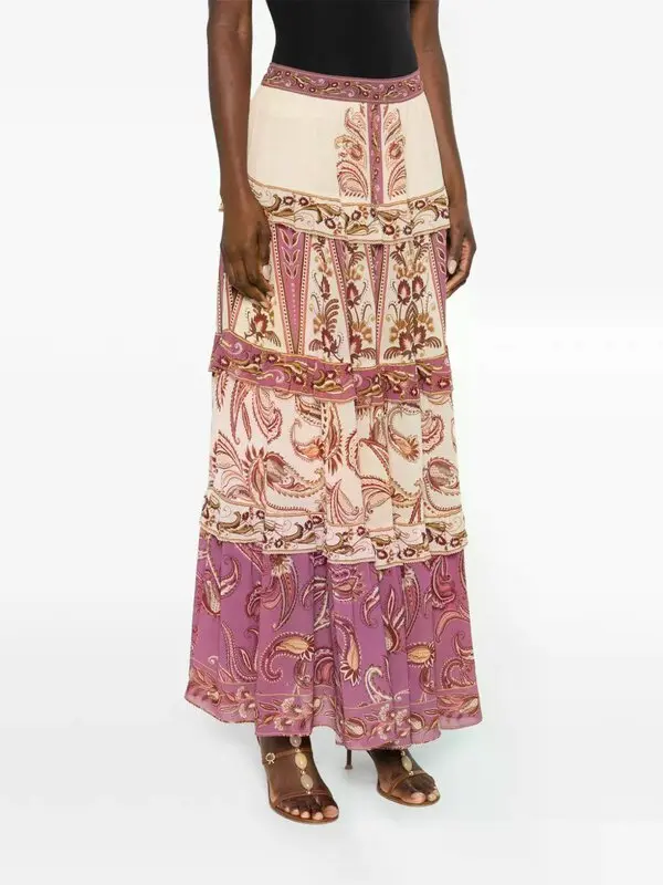 Farm Rio Paisley Tiered Maxi Skirt