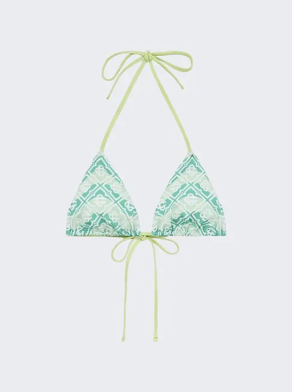 Casablanca Wavy Monogram Bikini Top - Green