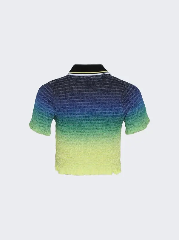 Casablanca Gradient Shirred Polo Top - Multicolor