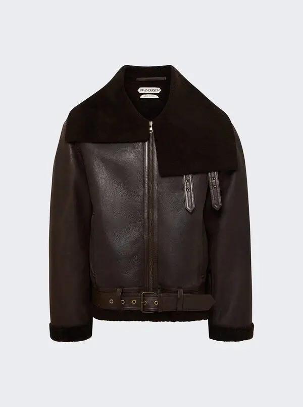 Jw Anderson Shearling Jacket - Brown | Editorialist