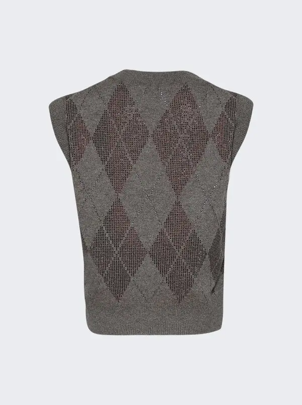 Alexander Wang Argyle Crystal Hotfix V-neck Vest