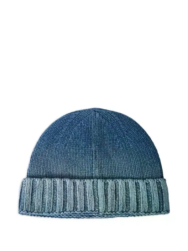 Stone Island Ribbed Logo-patch Beanie Hat - Blue