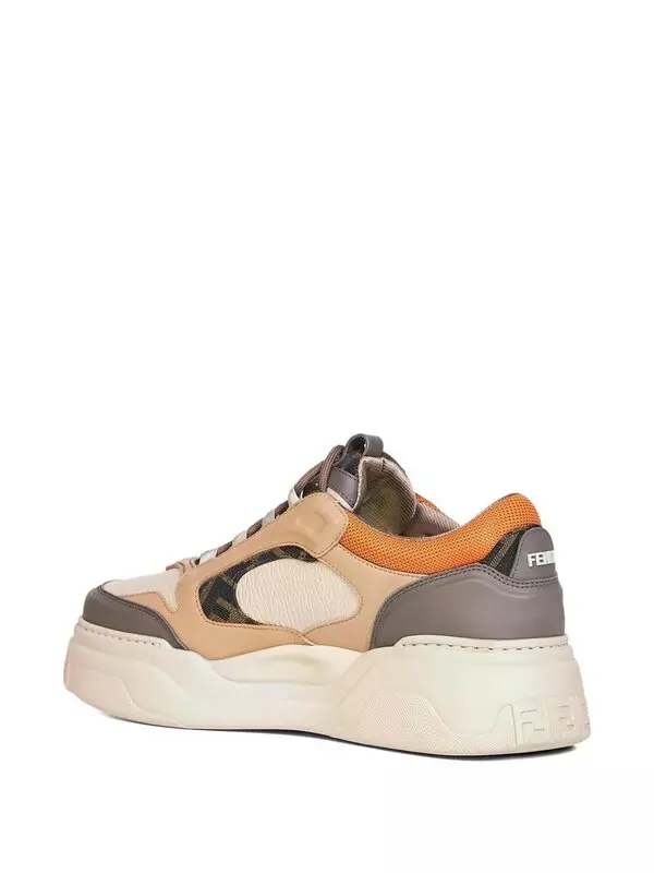 Fendi Force Embossed Padded Leather Sneakers - Neutrals