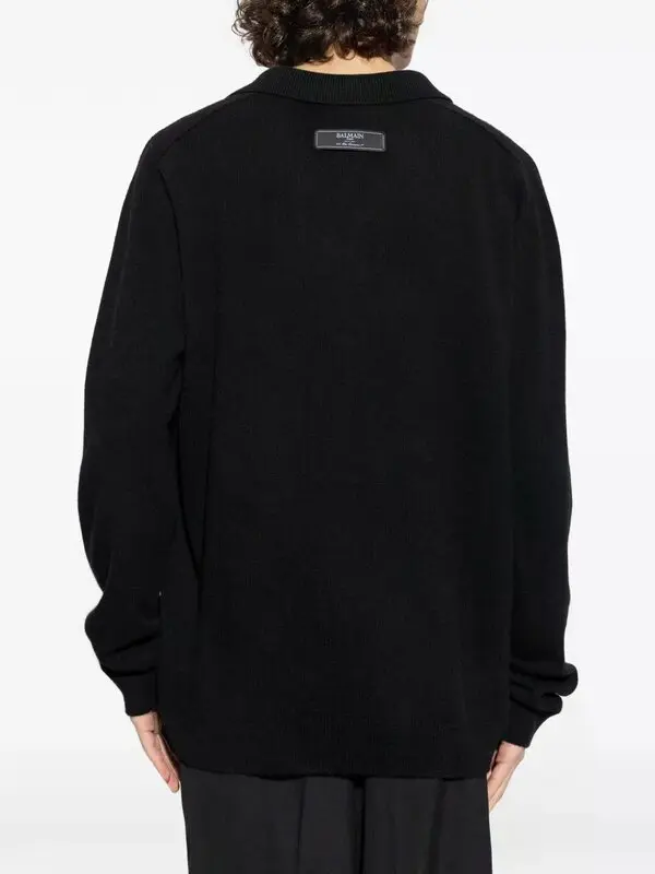 Balmain Collared V-neck Sweater