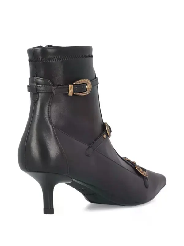 Pinko Buckle-embellished Leather Boots