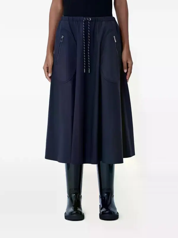 Moncler Drawstring A-line Midi Skirt - Grey
