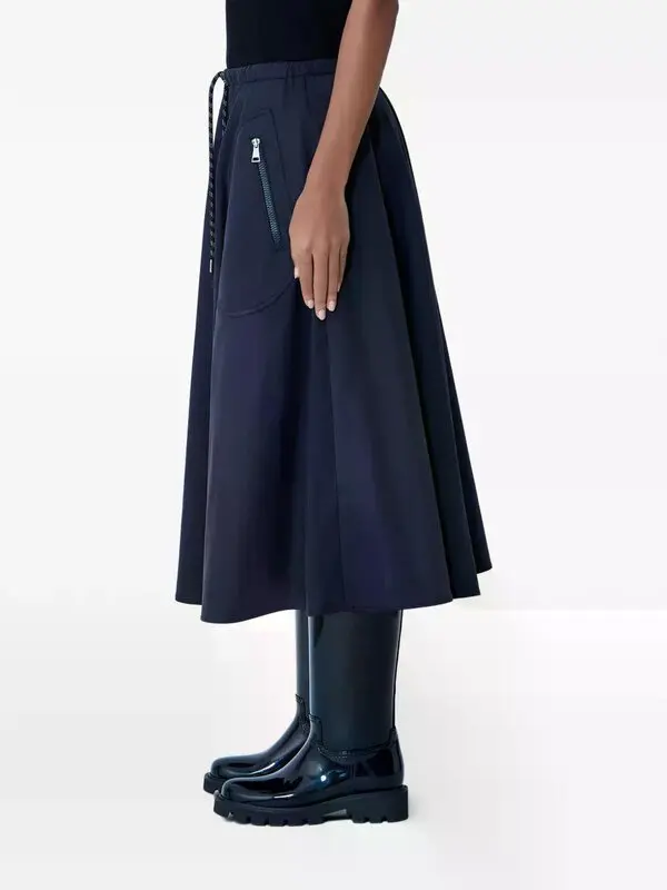 Moncler Drawstring A-line Midi Skirt - Grey