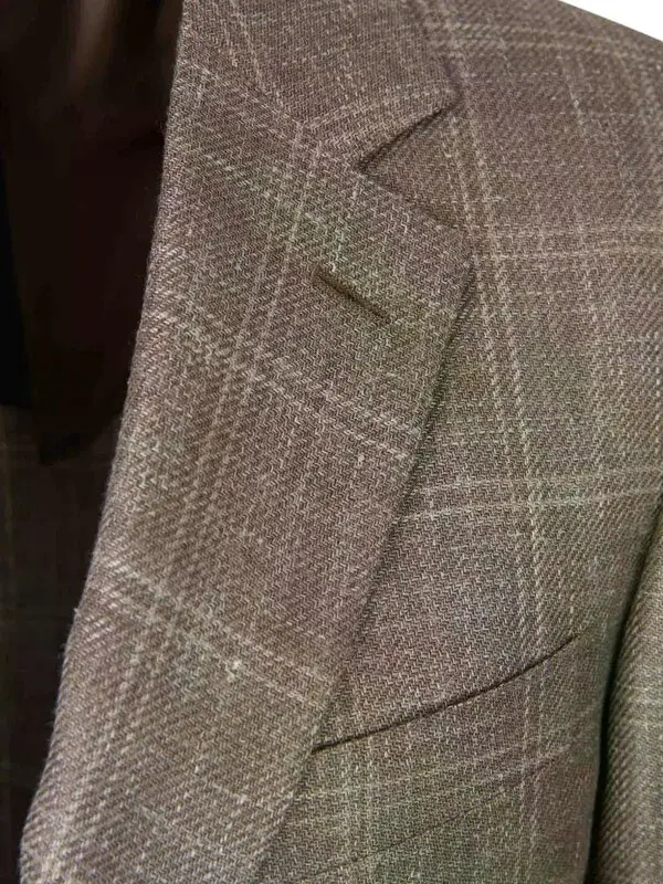 Canali Check-pattern Single-breasted Blazer - Brown
