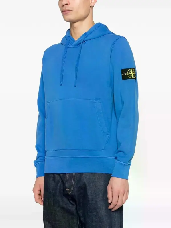 Stone Island Organic Cotton Fleece Hoodie - Blue
