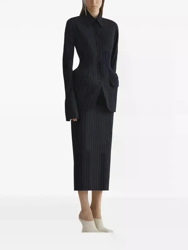MUGLER Pinstriped Split Skirt