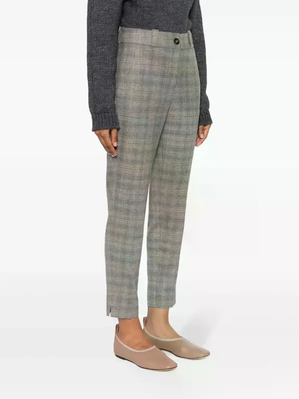 Peserico Plaid Virgin Wool Cropped Trousers