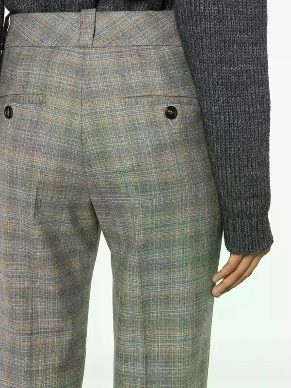 Peserico Plaid Virgin Wool Cropped Trousers