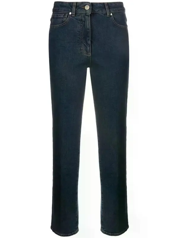 Peserico Straight-cut Jeans With Logo Appliqu