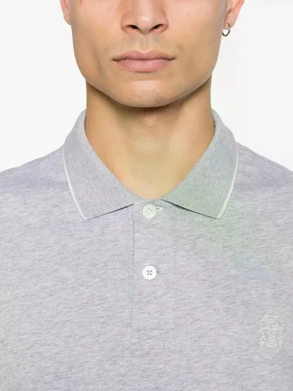 Brunello Cucinelli Embroidered Short-sleeve Polo Shirt