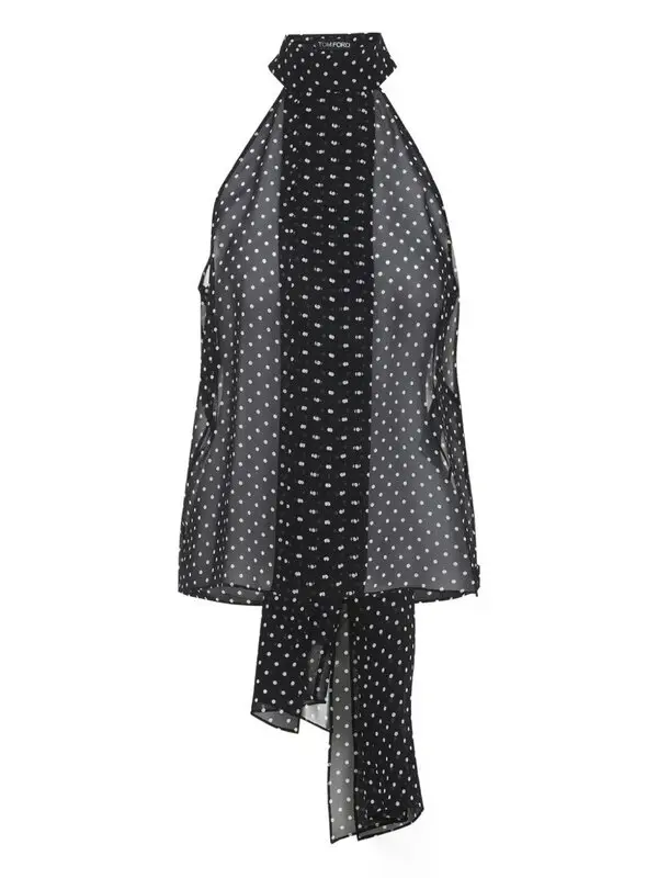 TOM FORD Polka-dot Tie-neck Blouse