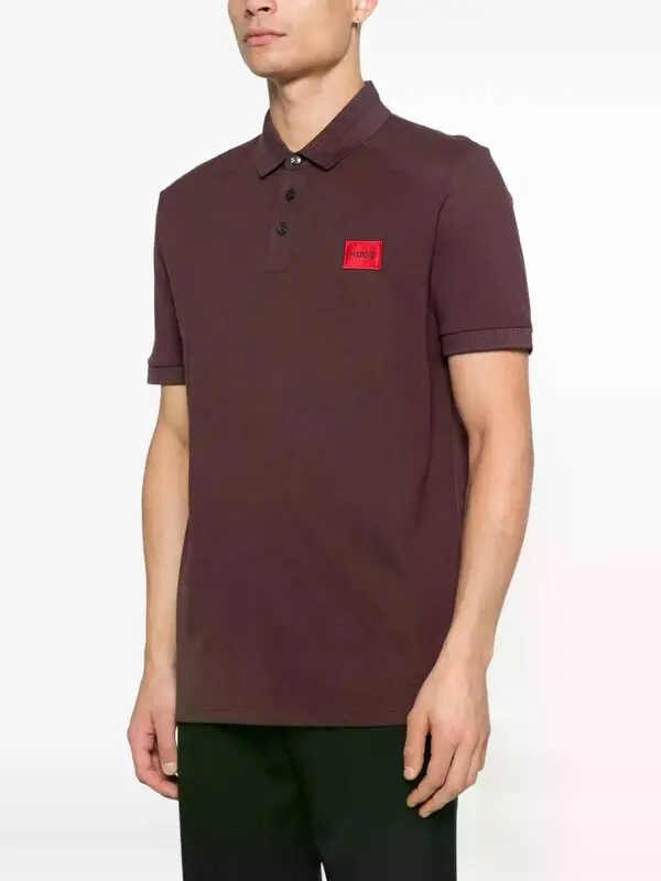 Hugo Logo-patch Polo Shirt - Brown