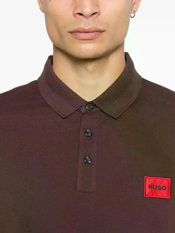 Hugo Logo-patch Polo Shirt - Brown