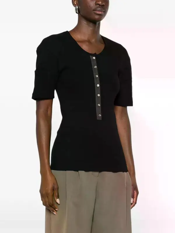 LEMAIRE Short-sleeve Henley T-shirt - Black