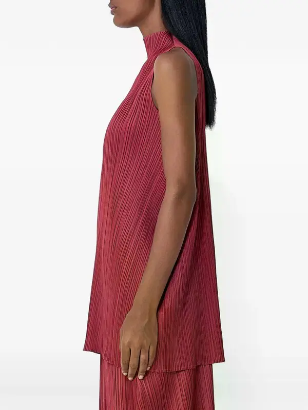 Issey Miyake Pleated Stand-collar Top - Red