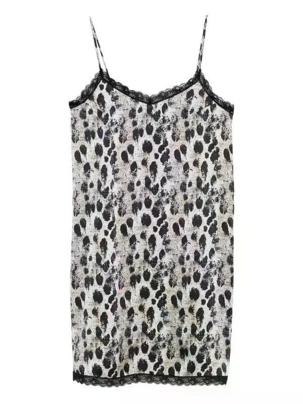 R13 Lace Trim Leopard Print Mini Dress - Neutrals