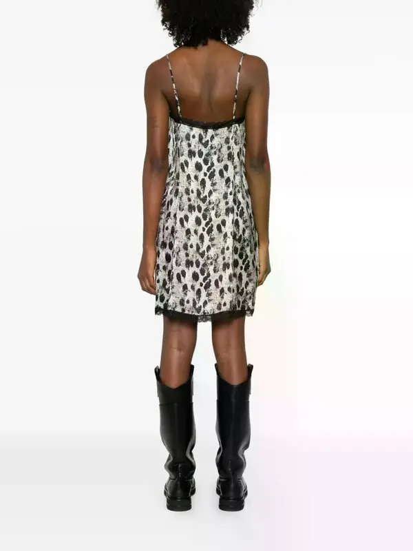 R13 Lace Trim Leopard Print Mini Dress
