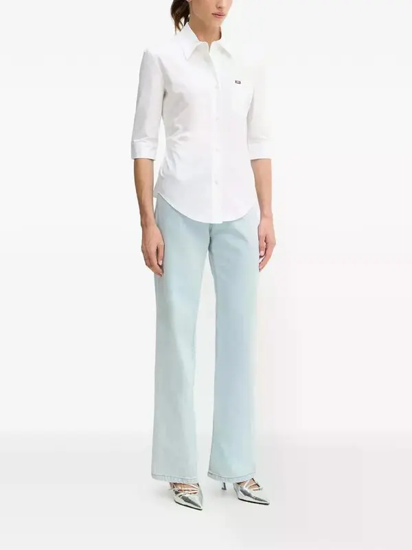 Miss Sixty Pointed Collar Three-quarter Sleeve Shirt With Tie Detail
